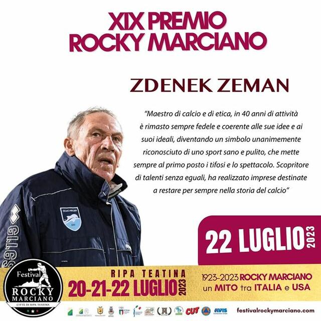 Premio Rocky Marciano 2023 a Zdenek Zeman: ecco la motivazione